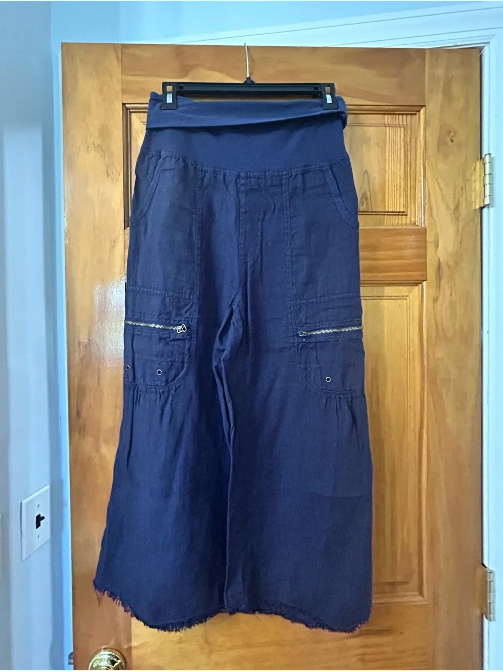 XCVI | Pants & Jumpsuits | Xcvi Navy Wideleg Cargo Pants With Zip ...